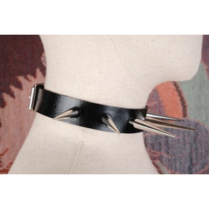 Punk Choker With Long Spikes/vegan Leather Punk Necklace/spiked Choker ...