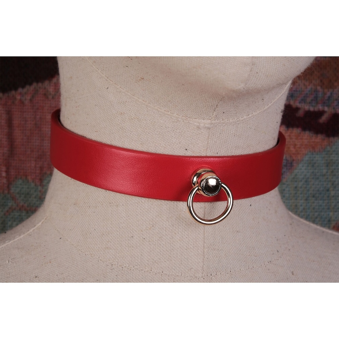 Red Leather Collar Womens/red Leather Choker Necklace for Women/o Ring ...