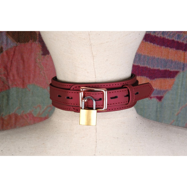 Lockable Collar/bdsm Collar and Leash/red Leather Collar and Lock/slave ...