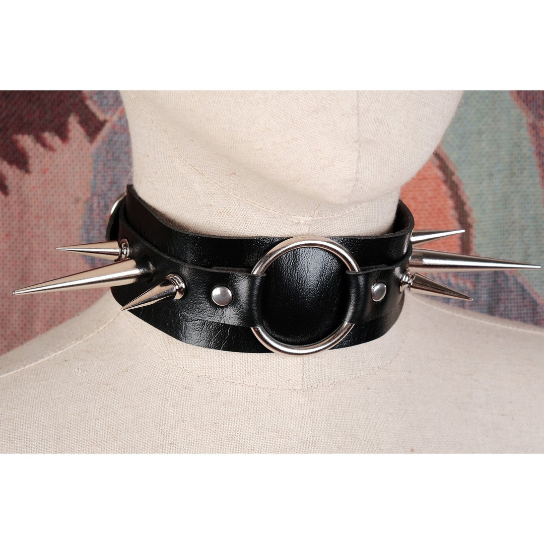 Spiked Choker O Ring/human Spiked Collar/vegan Leather Punk Choker for ...