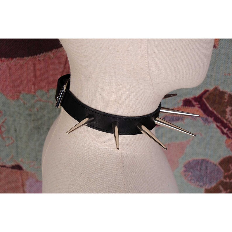 Soft Leather Spiked Choker Collar/long Spike Choker/spike Collar Human ...