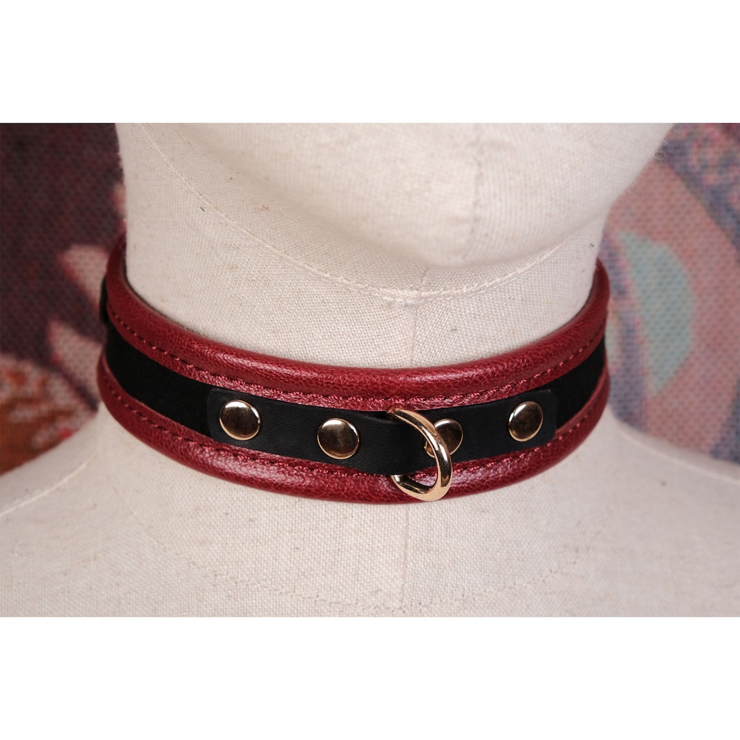 Dark Red Leather Choker Collar Necklace/womens Leather Day - Etsy