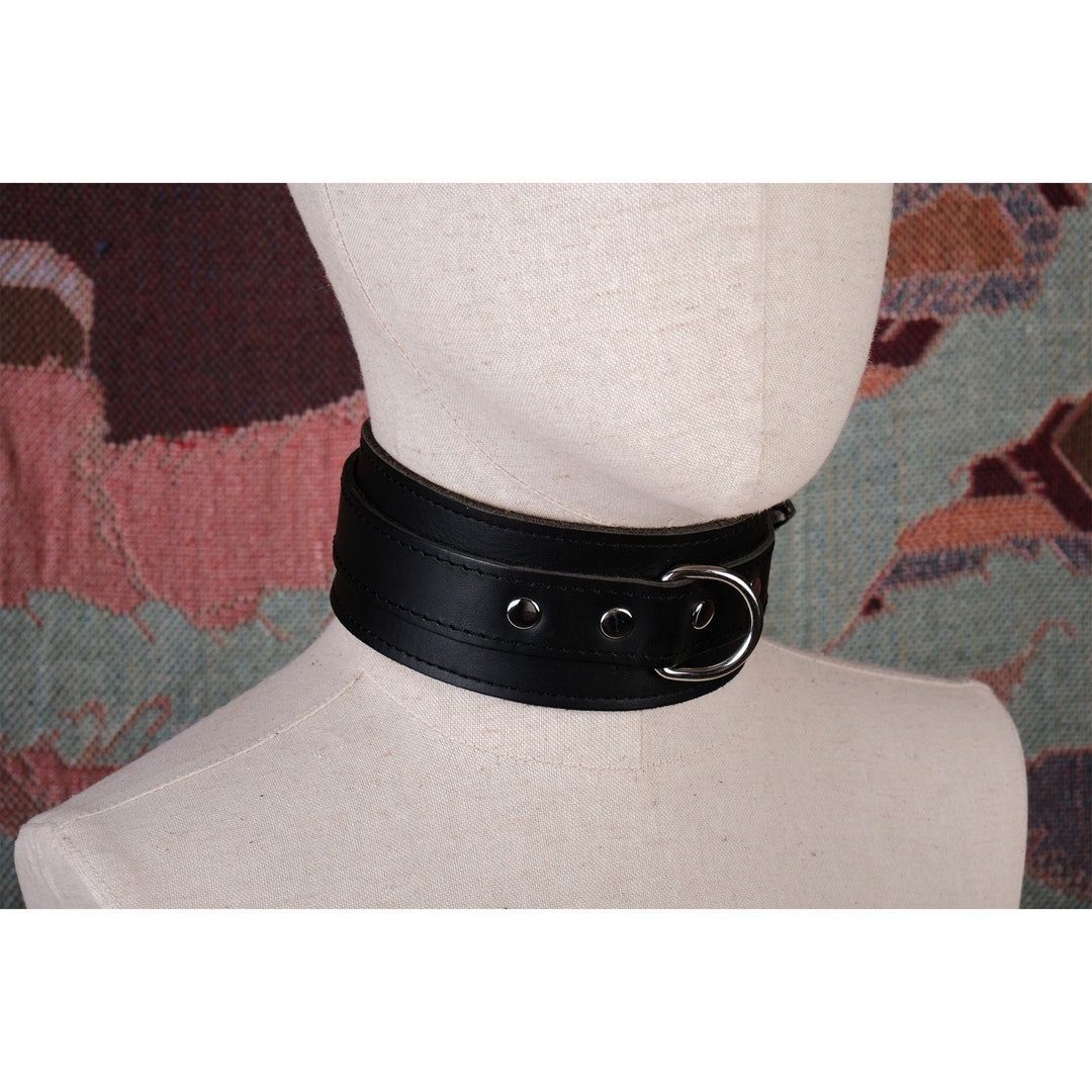 Heavy Cowhide Collar Choker With D Ring and Lock/real Leather Choker ...