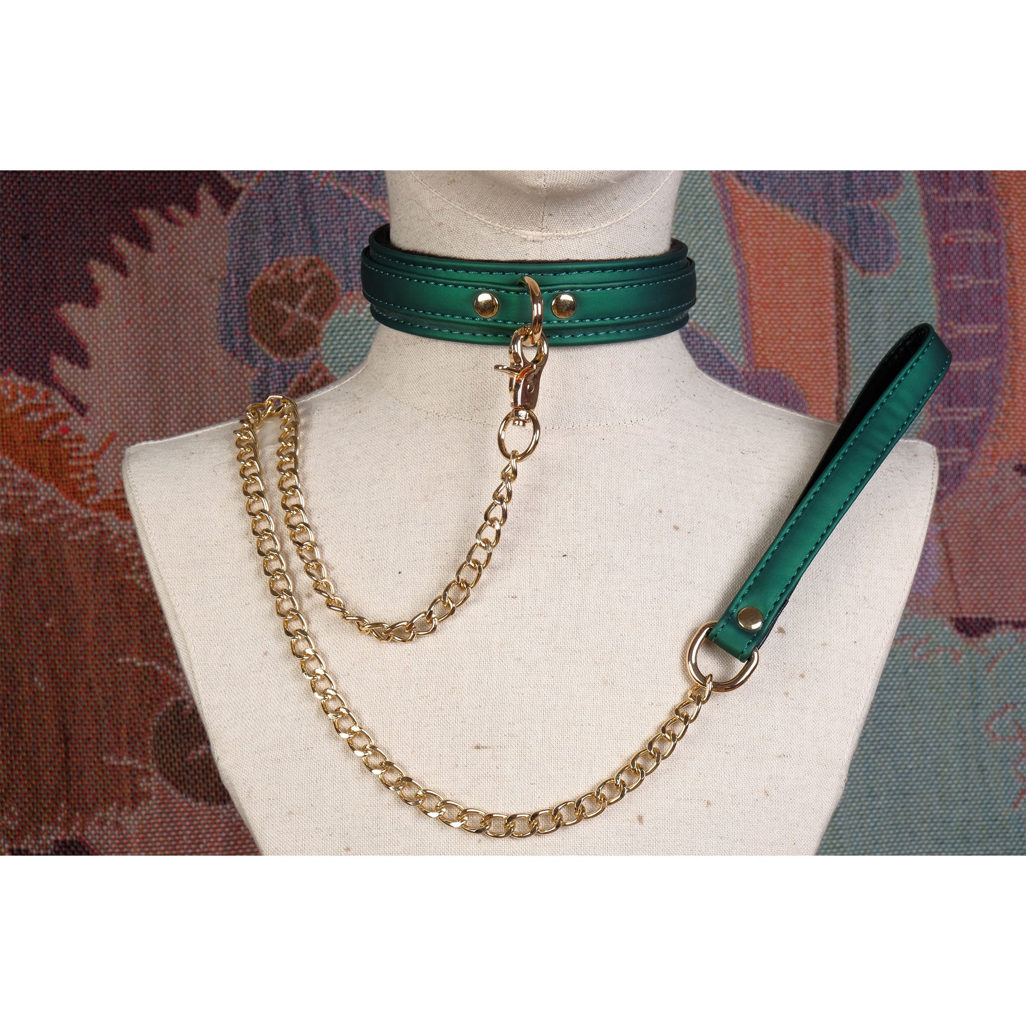 Green Collar and Leash for Woman Sub/leather Choker/day Collar Sub ...