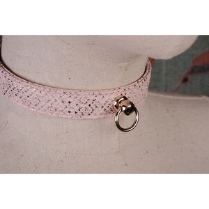 Vegan Leather Pink Choker Collar and Leash Chain Set/pink Leather ...