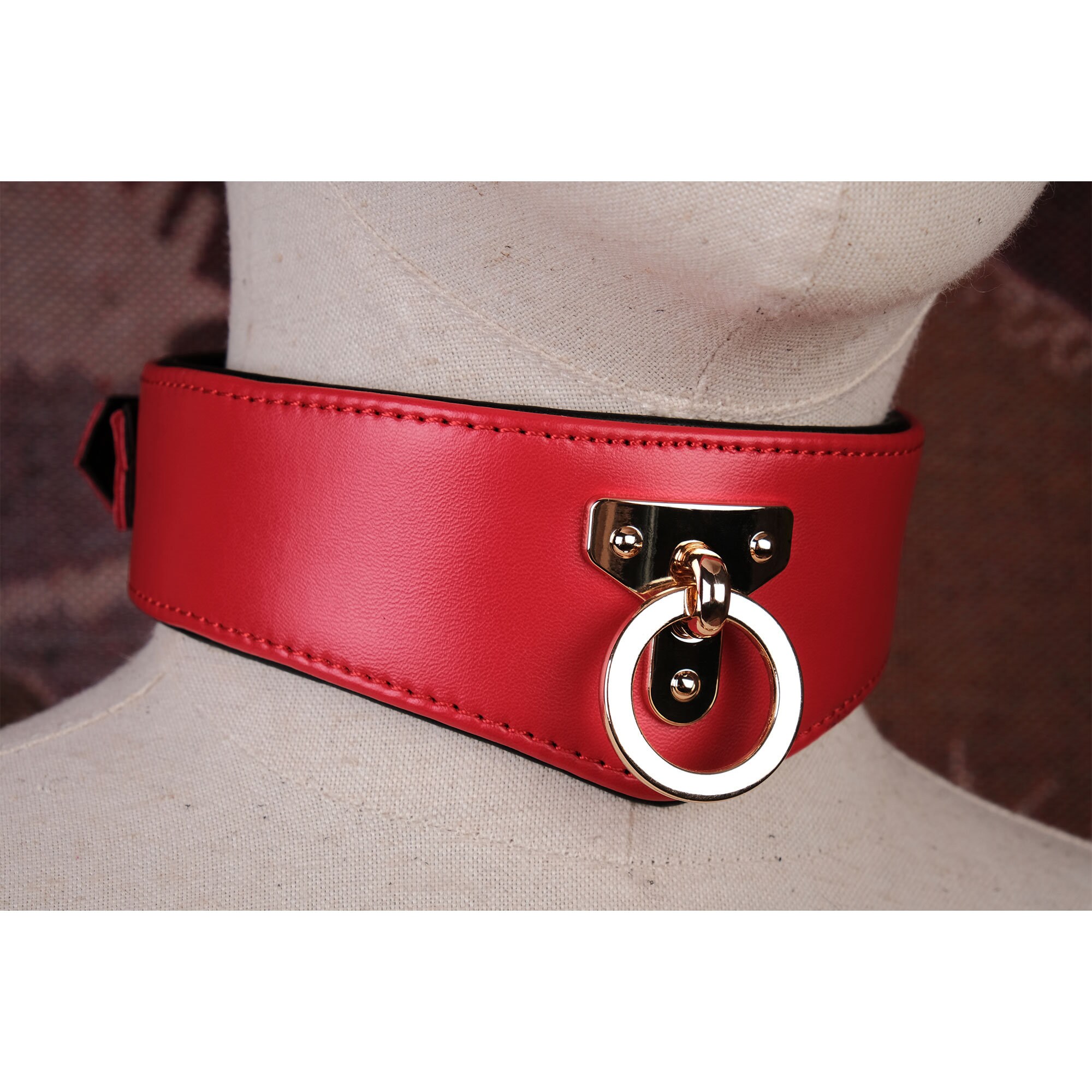 Red Vegan Friendly Collar Choker and O-ring/men and Womens Leather ...
