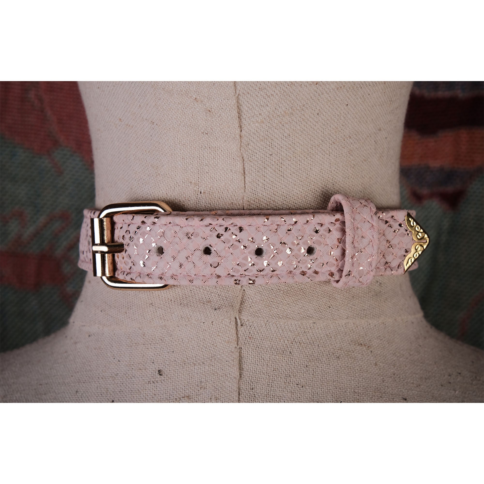 Collare girocollo rosa in pelle vegana e set di catena al guinzaglio ...