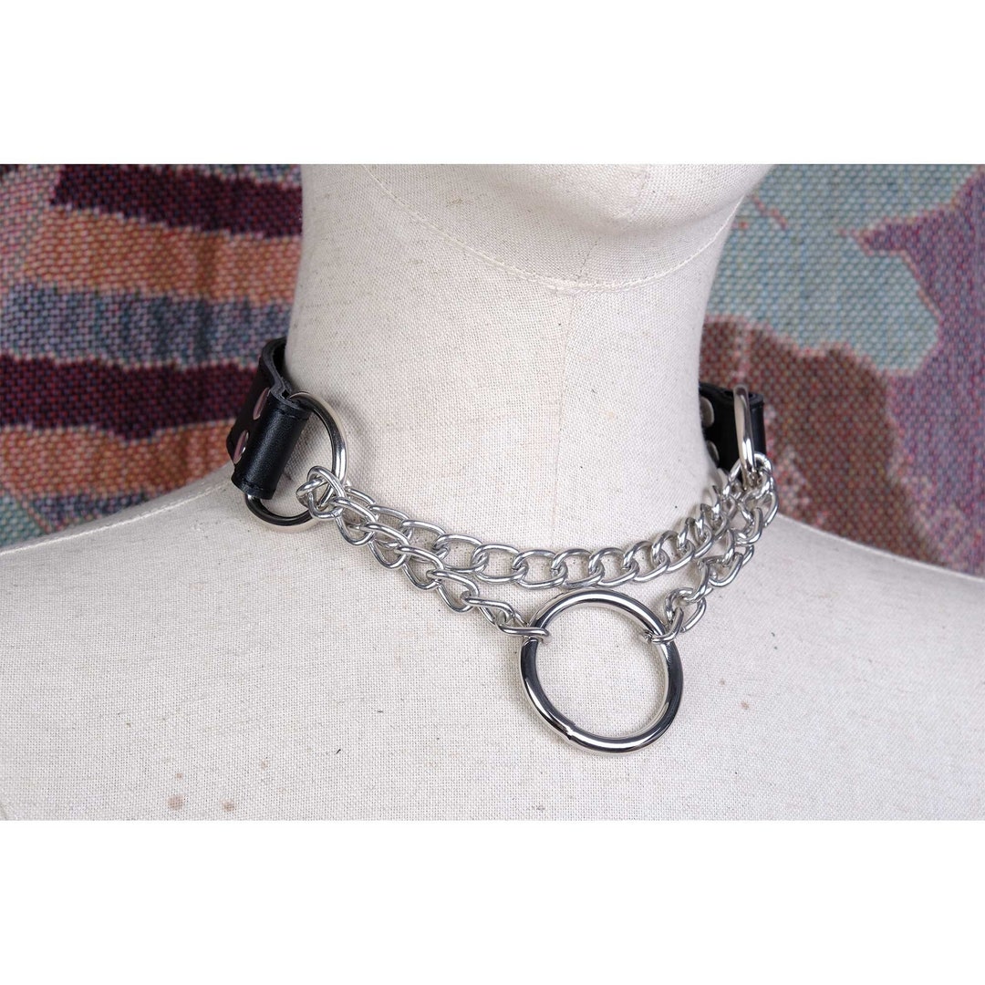 Leather Choker With O-ring/stainless Steel Collar O Ring/women Chain ...
