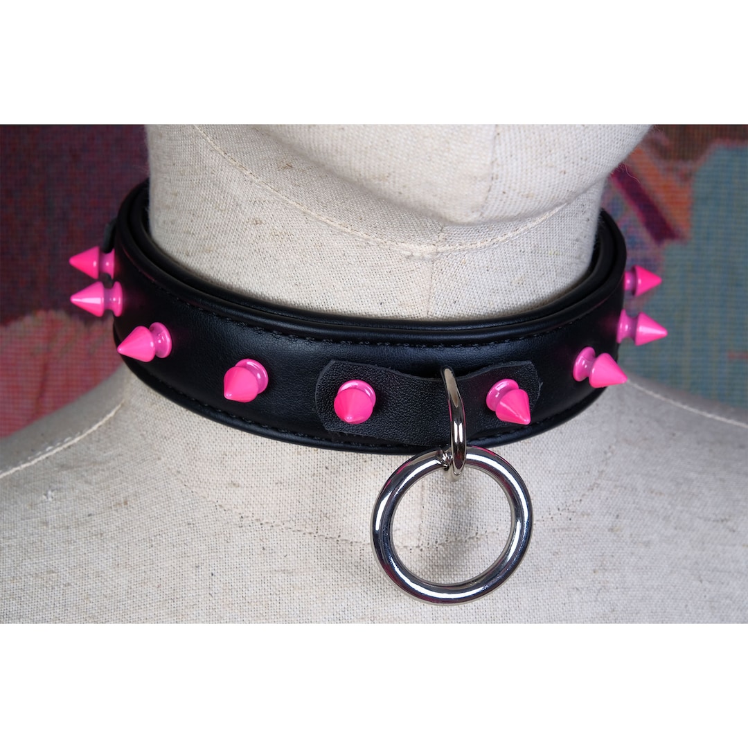 Luxury Lambskin Collar for Women Sub/men Spiked Choker/pink Spiked ...