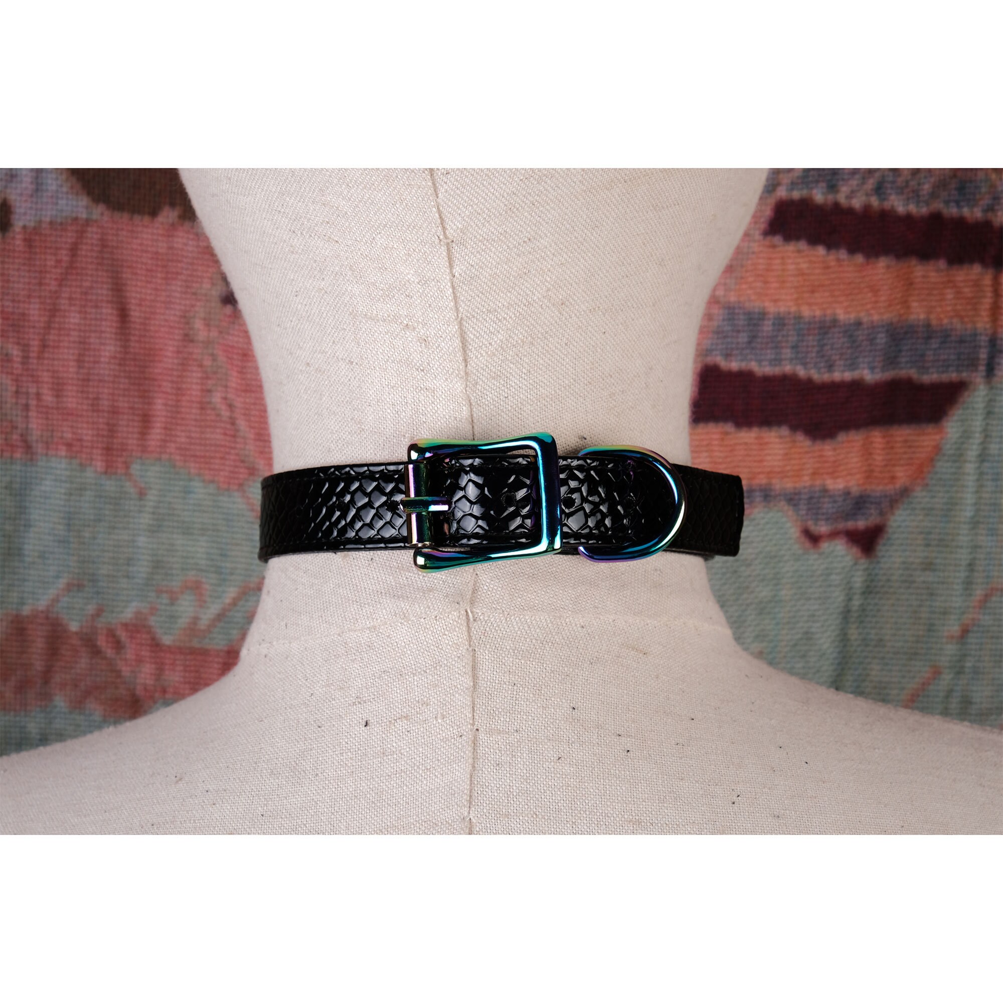 O-ring Leather Choker Necklace for Women or Men/python Pattern - Etsy