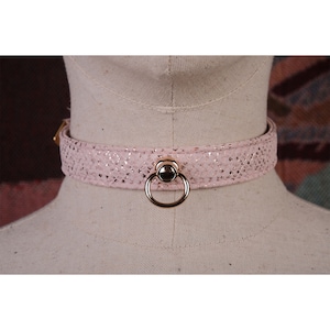 Vegan Leather Pink Choker Collar and Leash Chain Set/pink Leather ...