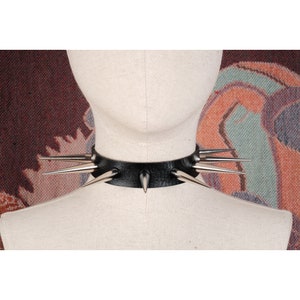 Punk Choker With Long Spikes/vegan Leather Punk Necklace/spiked Choker ...