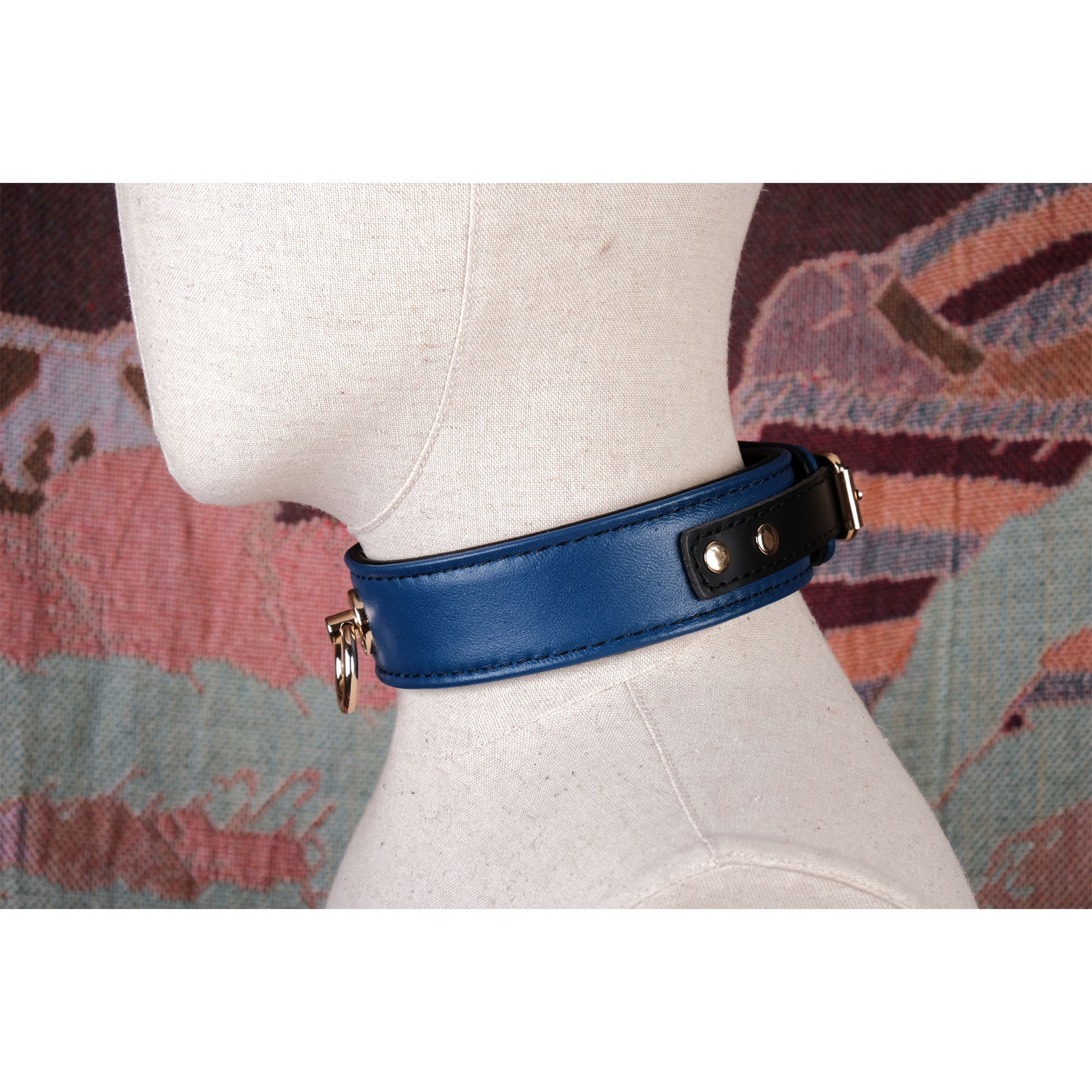 Blue Lambskin Leather Choker Necklace With O-ring for Women/heavy Real ...