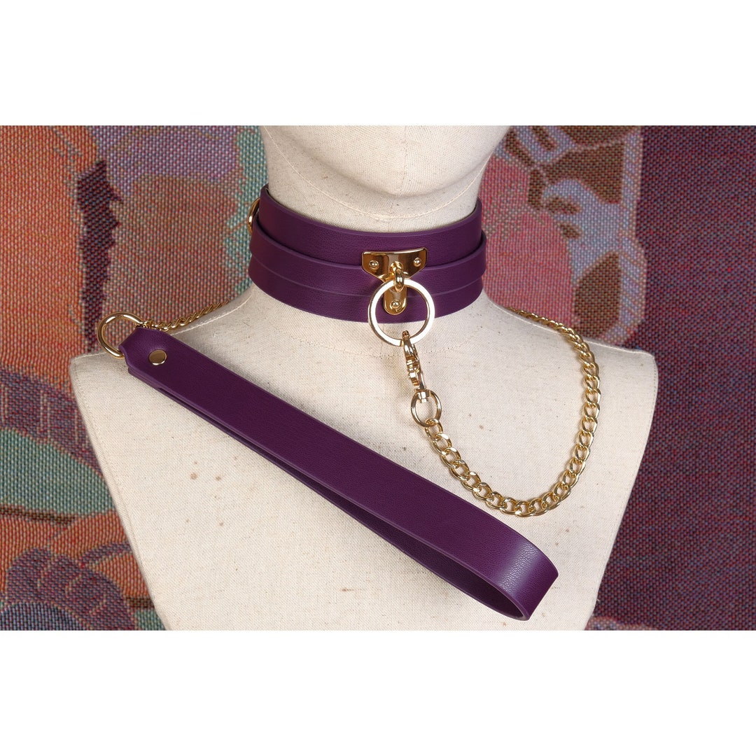 Purple Collar and Leash for Woman Men/leather Purple Choker/sub Collar Sub/bdsm Collar Kink ...