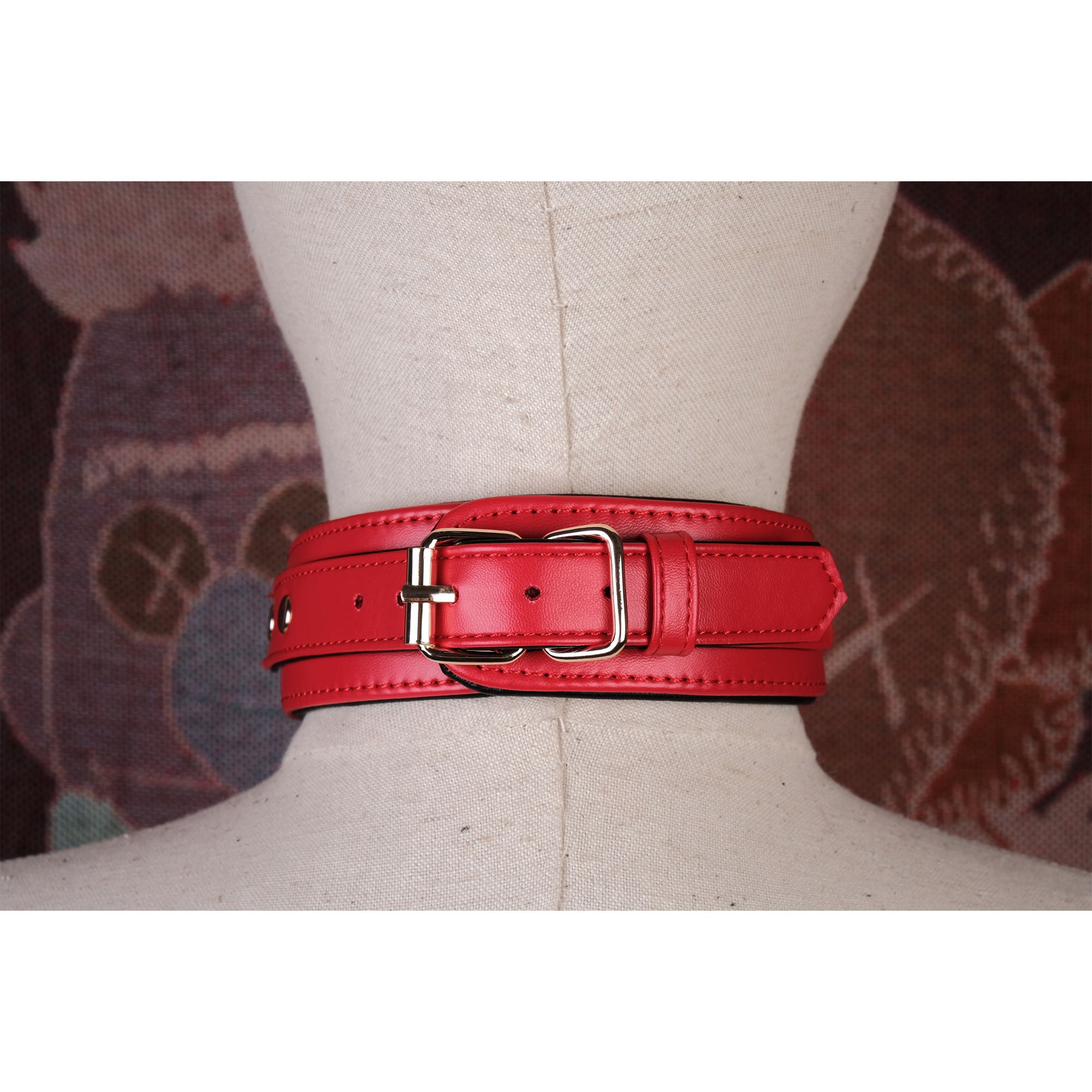 Red Vegan Friendly Collar Choker and O-ring/men and Womens Leather ...
