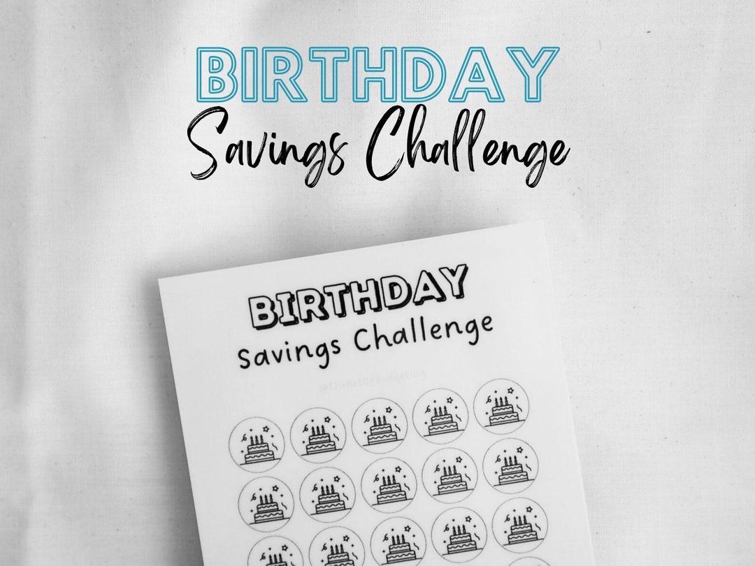 Birthday Savings Challenge Tracker A6 Special Occasion Saving Cash ...