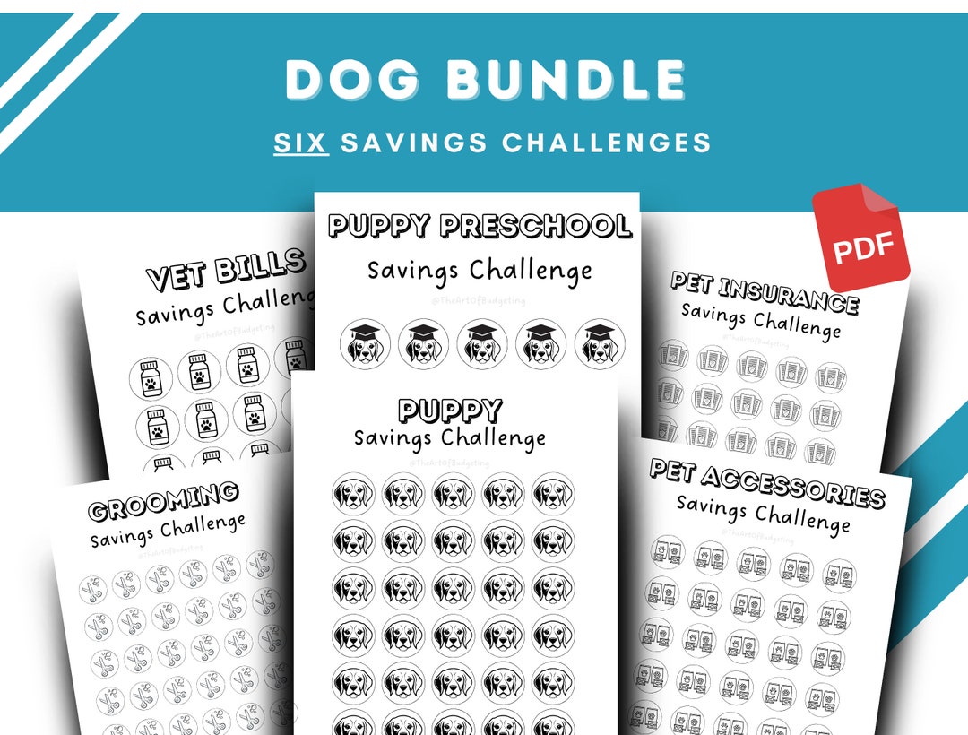 Dog or Puppy Savings Challenge Bundle Instant Download New Puppy Dog ...