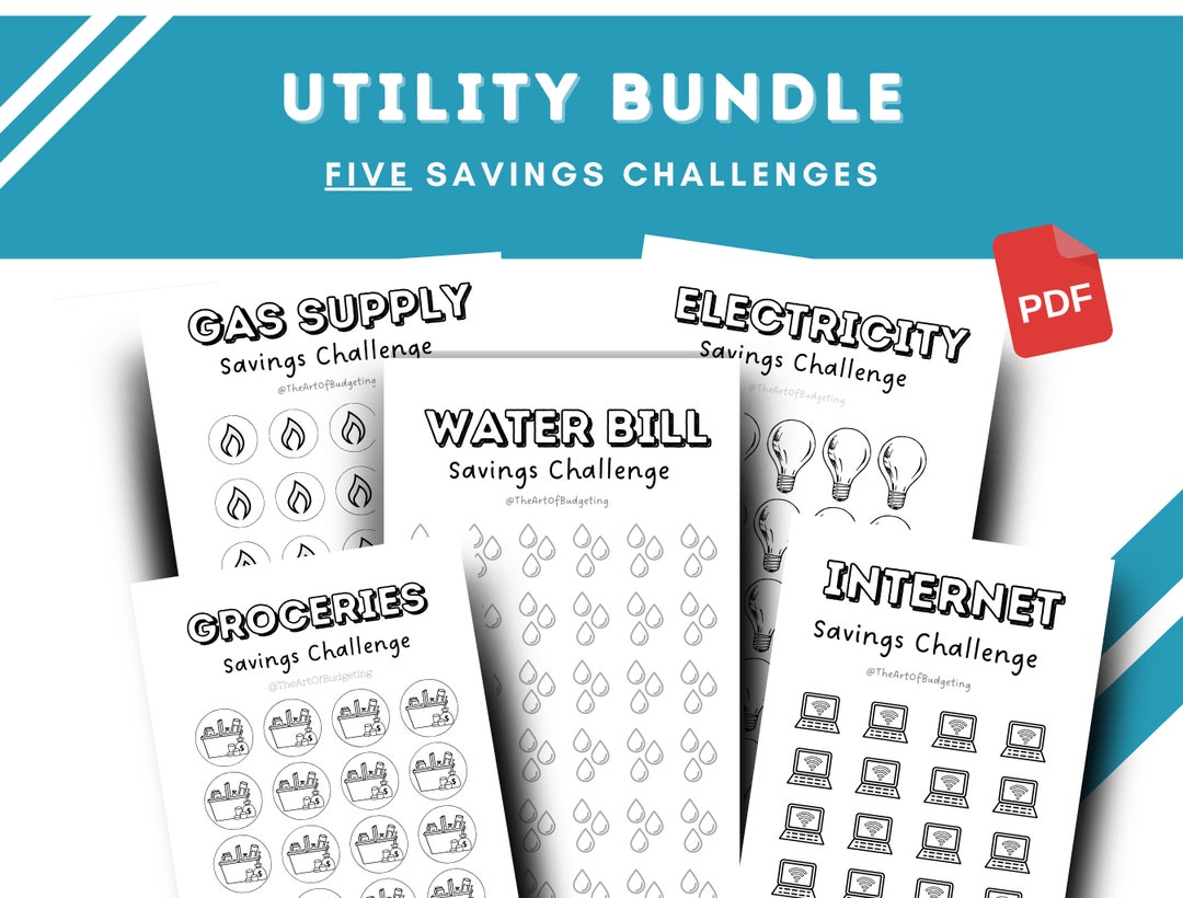 A6 Utility Savings Challenge Bundle: Minimalist Budgeting (digital ...