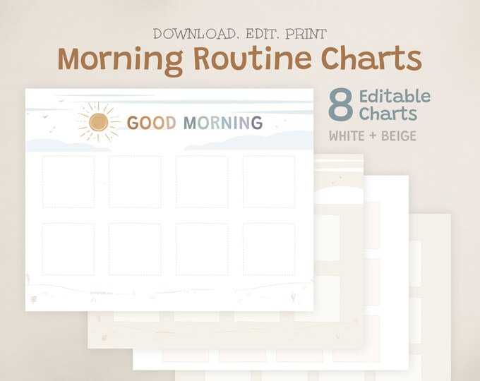 Printable morning routine chart for toddlers and young kids, including ...