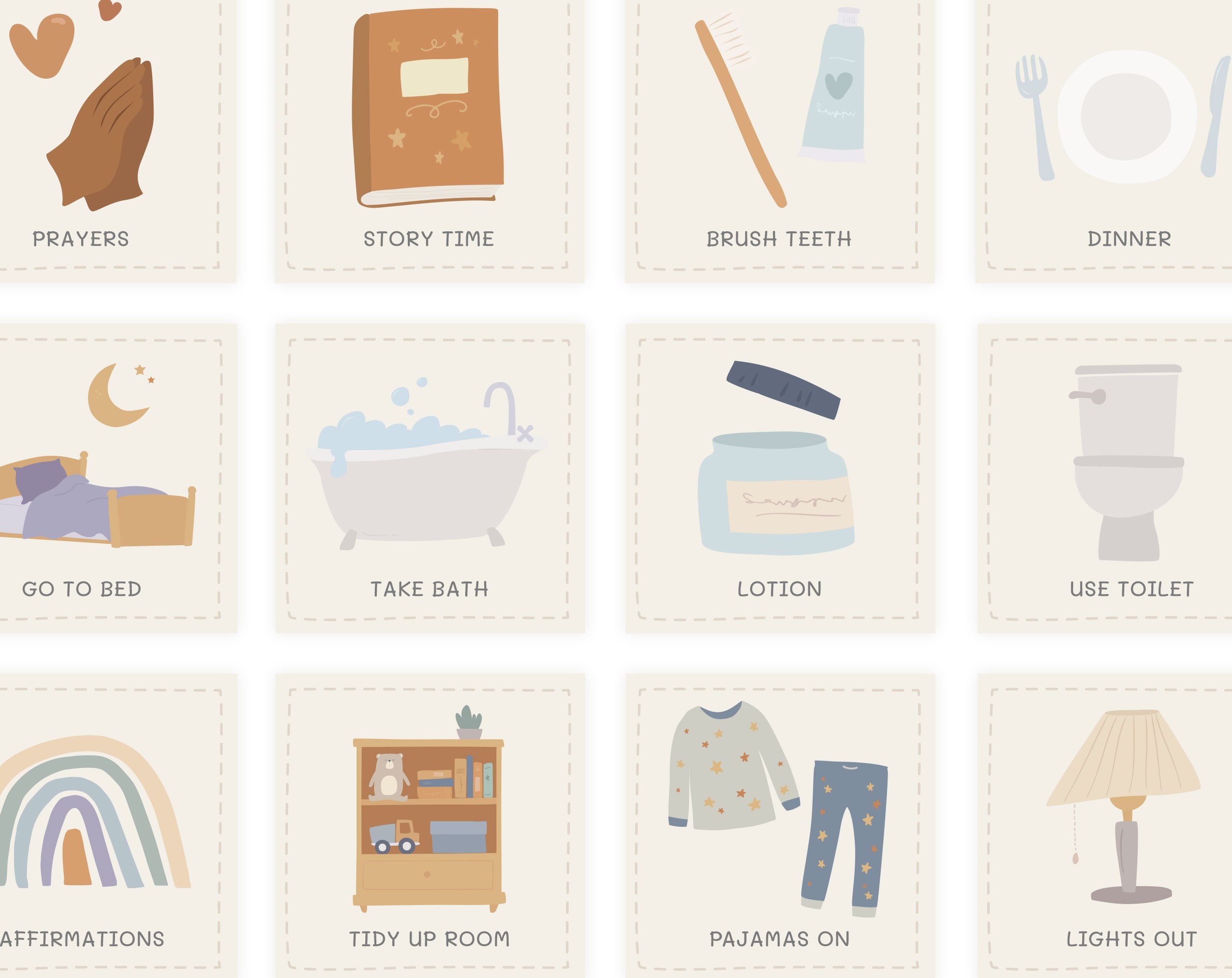Bedtime Routine Charts and Cards, Toddler Routine Chart, Editable ...