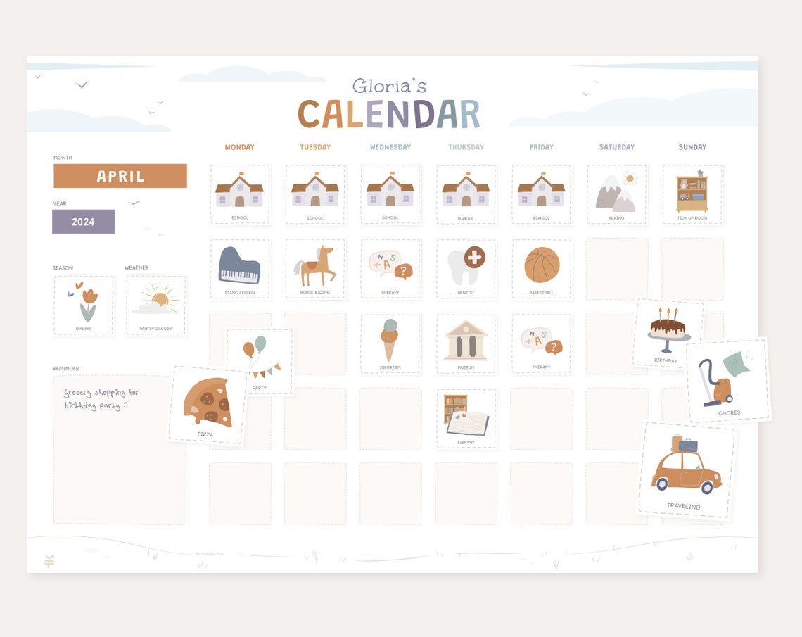 Editable Monthly Calendar Printable, Visual Schedule for Toddlers ...