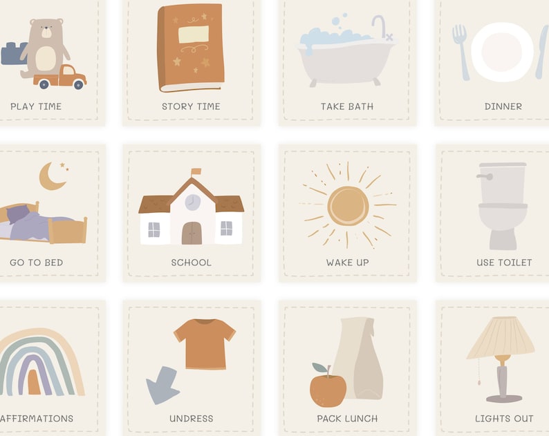 Editable Kids Routine Chart, Morning & Evening Visual Cards (printable ...