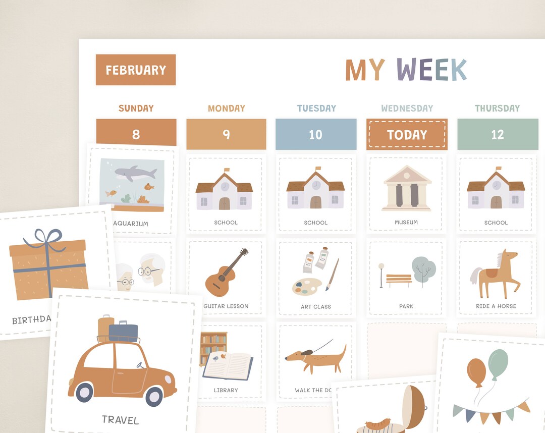 Weekly Planner Kids Editable Daily Responsibilities Toddlers Calendar ...