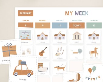 Weekly Kids Calendar, Printable Visual Schedule, Classroom Calendar ...