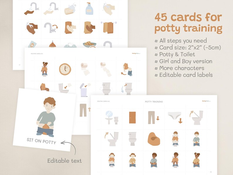 Potty Training & Hand Washing Chart Bundle, Daily Routine Cards ...