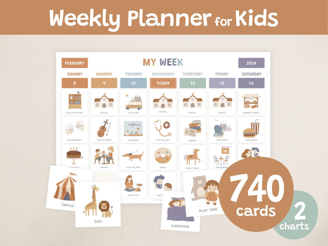 Visual Weekly Planner for Kids, Homeschool Routine Cards (printable) - Etsy