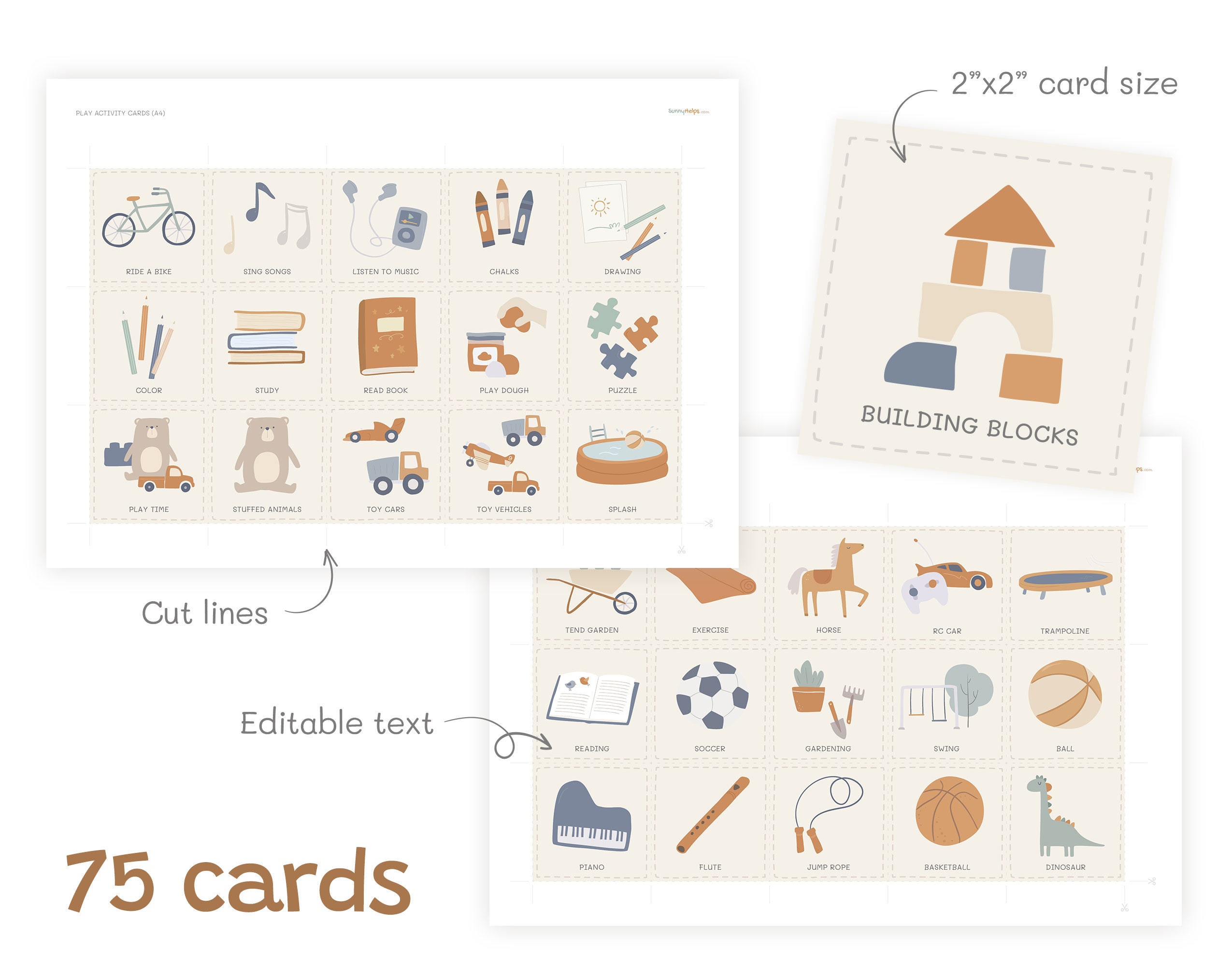 75 Play Activity Flashcards / Printable Routine Cards for Kids / Games ...