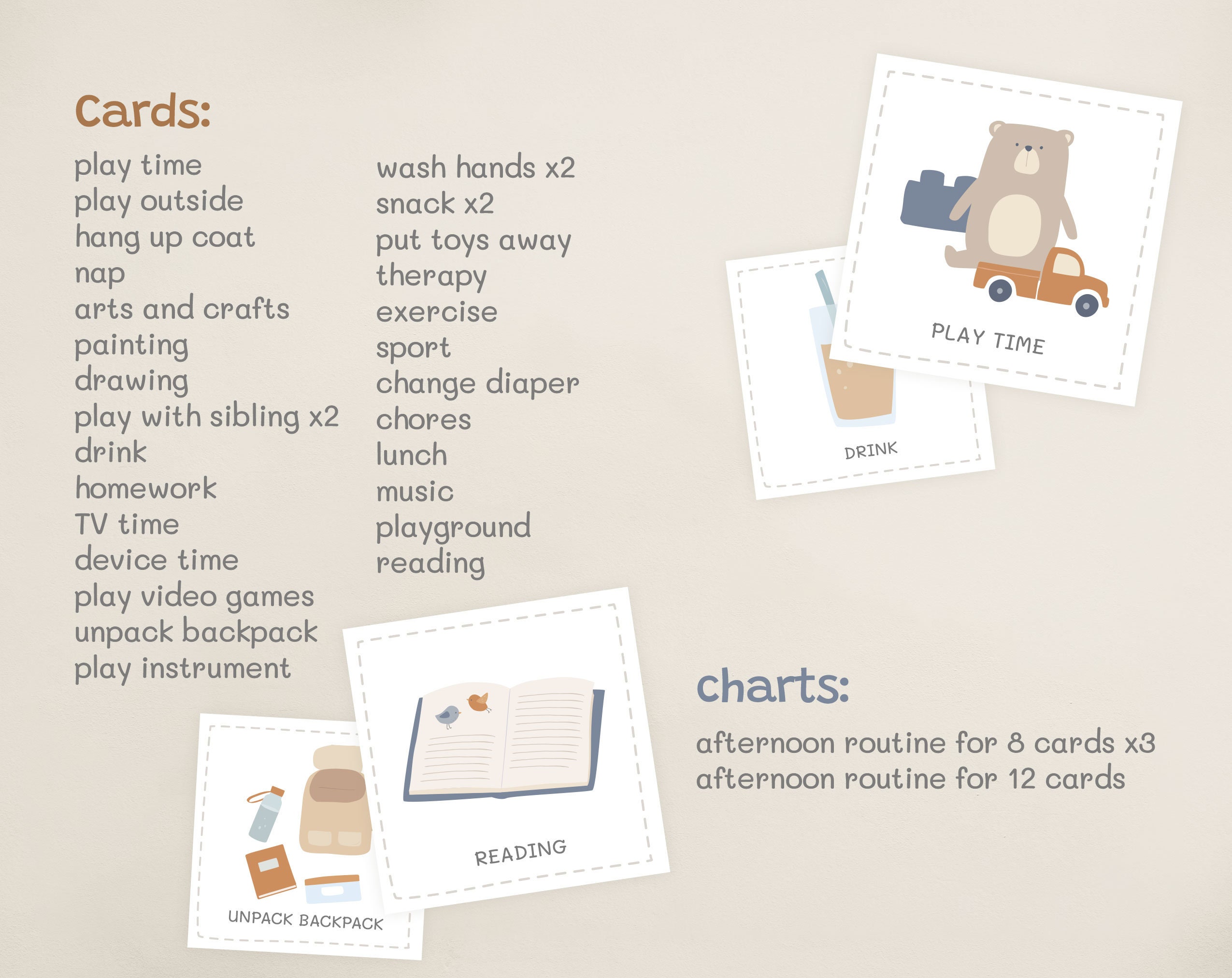 Afternoon Routine Charts and Cards / Editable Visual Schedule ...