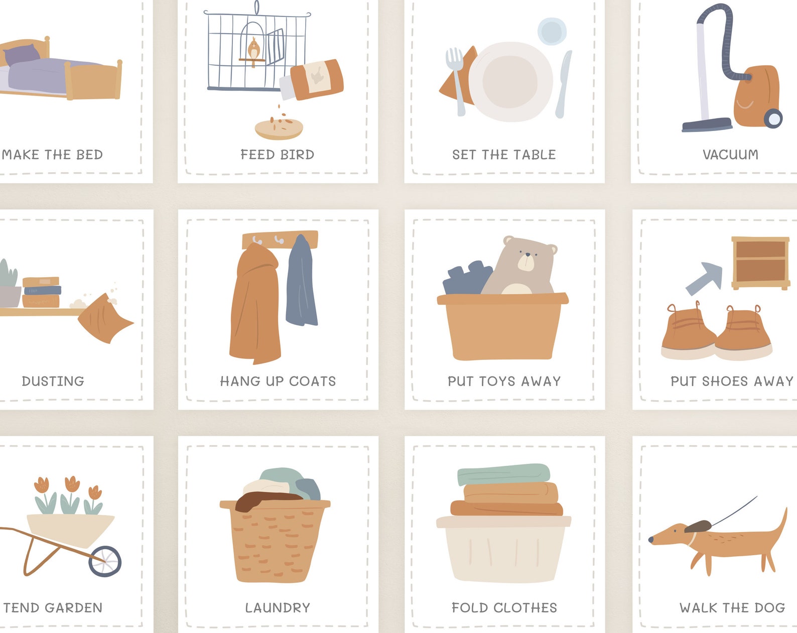 Editable Kids Chore Chart, Visual Daily Routine Checklist (printable ...