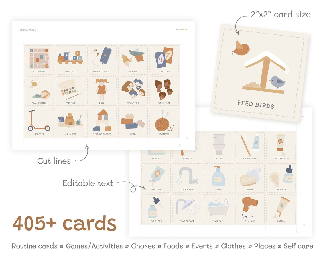 Routine Cards Bundle for Visual Schedule Editable Weekly Planner Cards ...