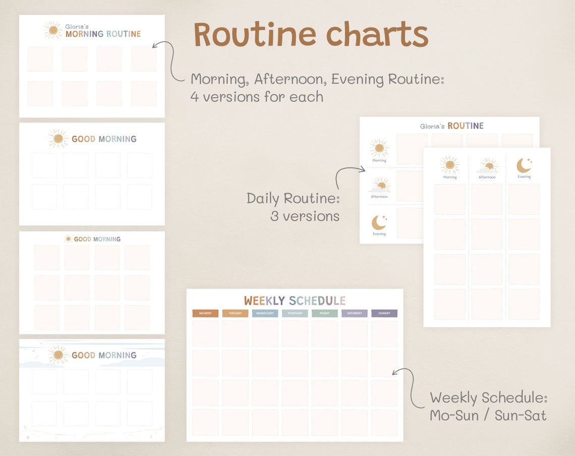 Daily Routine Chart Pack, Morning Afternoon Evening Routine Charts ...