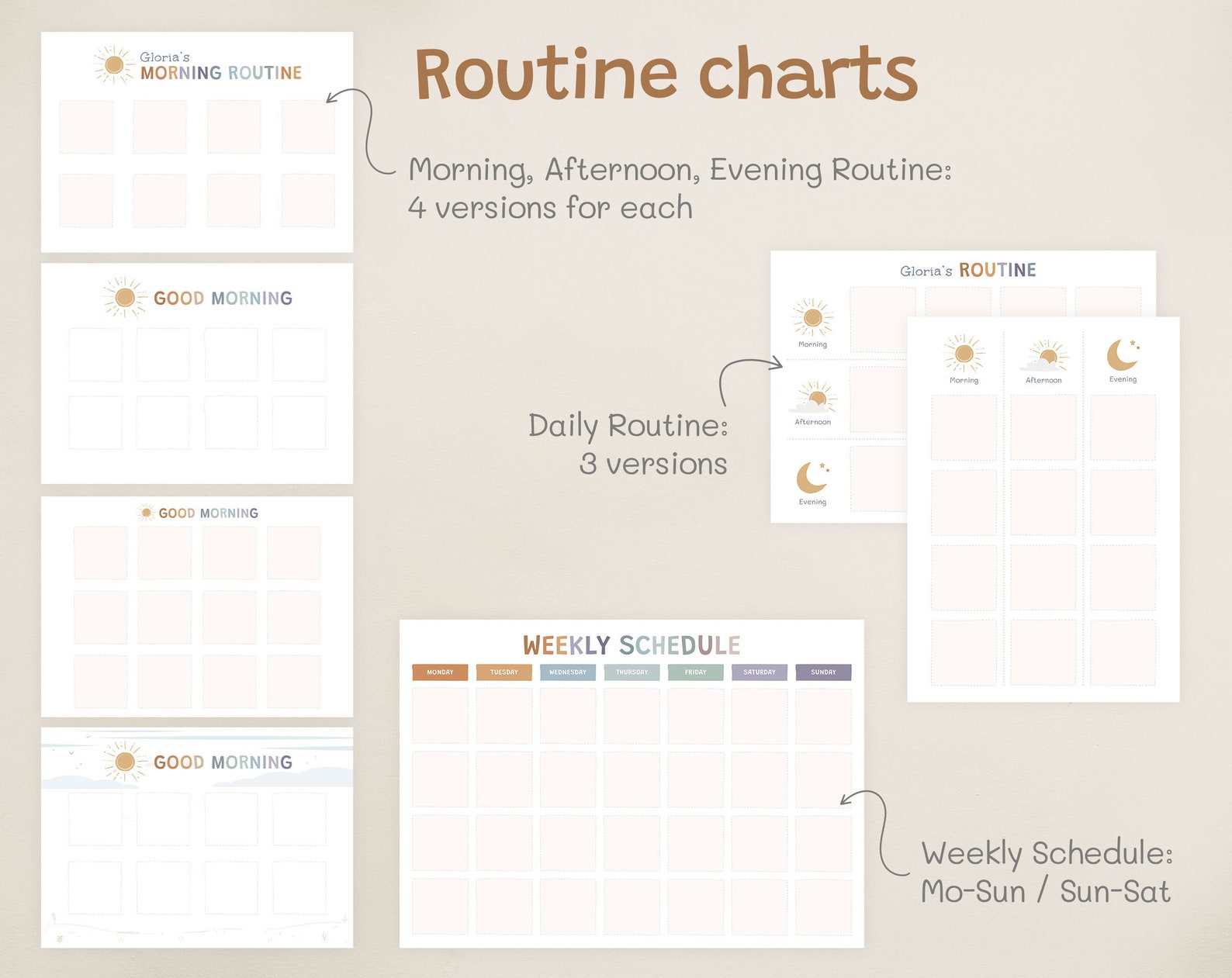 Visual Routine Chart Pack: Morning, Afternoon, Evening (printable) - Etsy