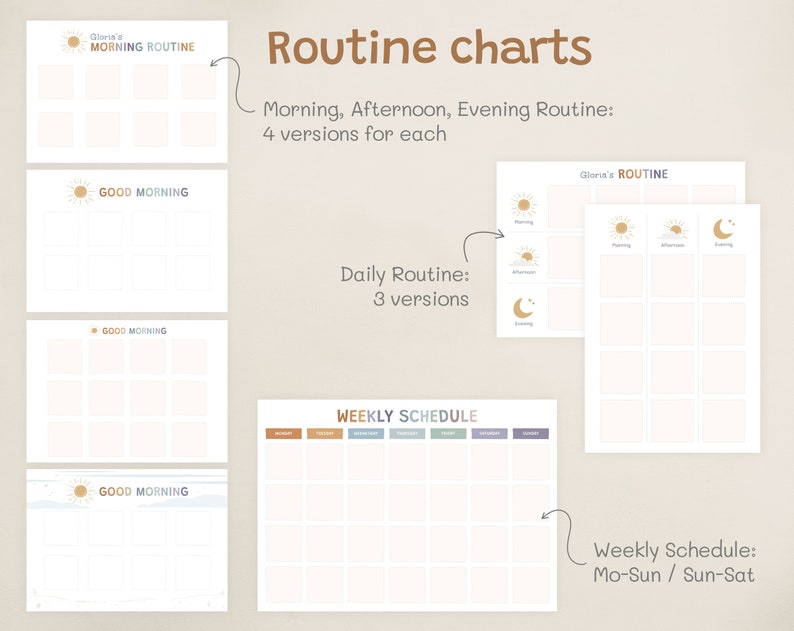 Daily Routine Chart Pack, Morning Afternoon Evening Routine Charts ...