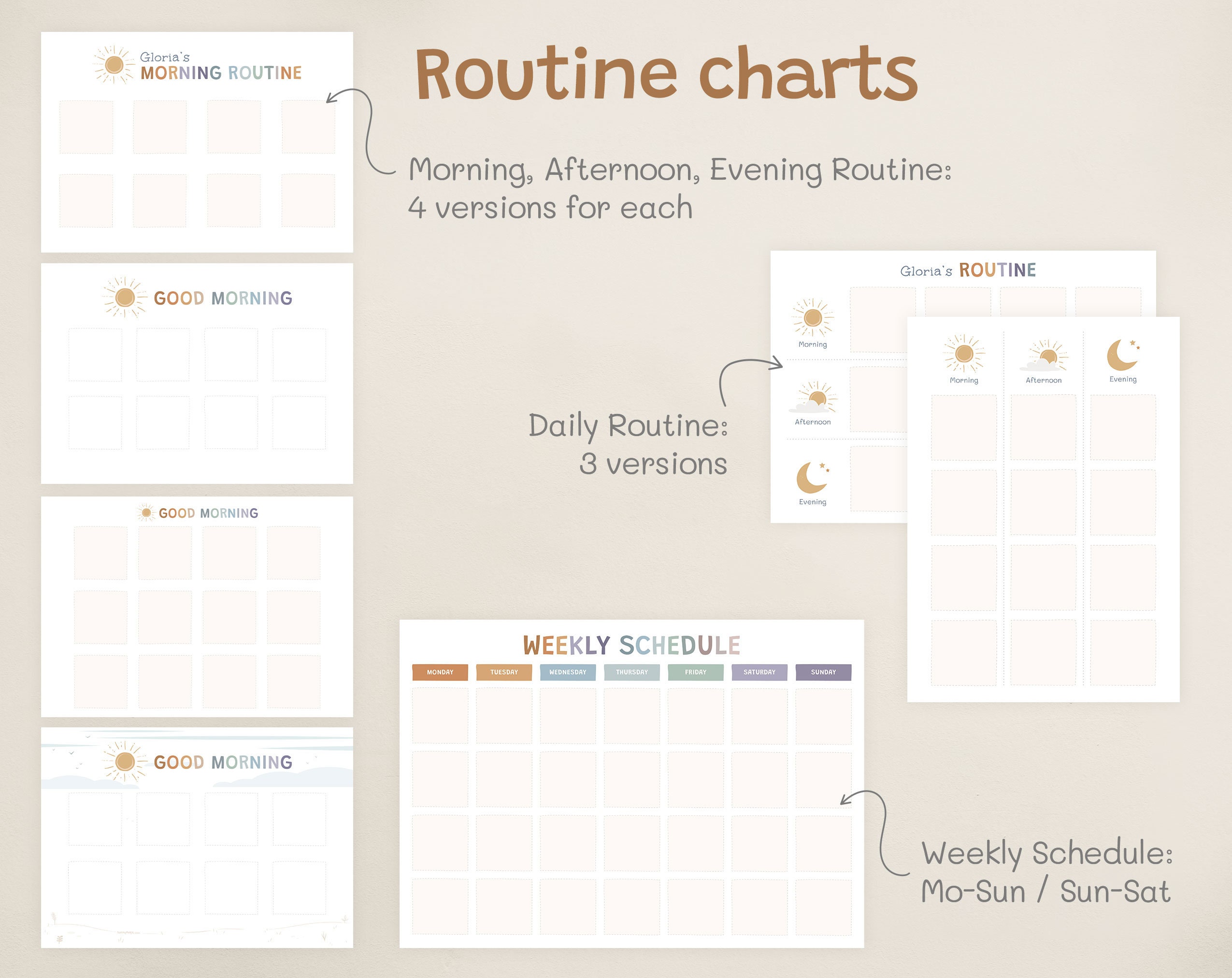 Daily Routine Chart Pack, Morning Afternoon Evening Routine Charts ...