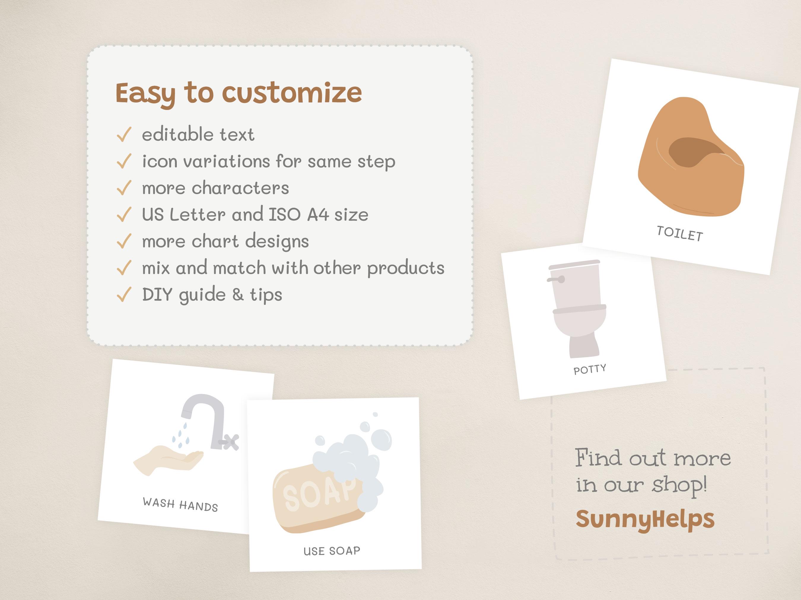 Potty Training Chart and Cards Kids Toilet Training Printable Step by ...