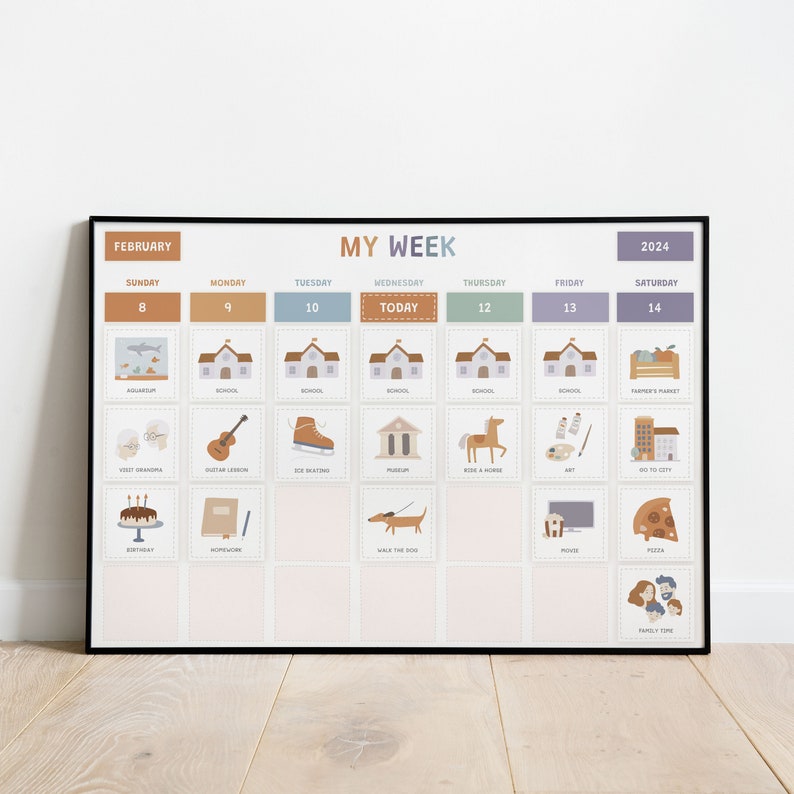 Weekly Planner Kids Editable Daily Responsibilities Toddlers Calendar ...