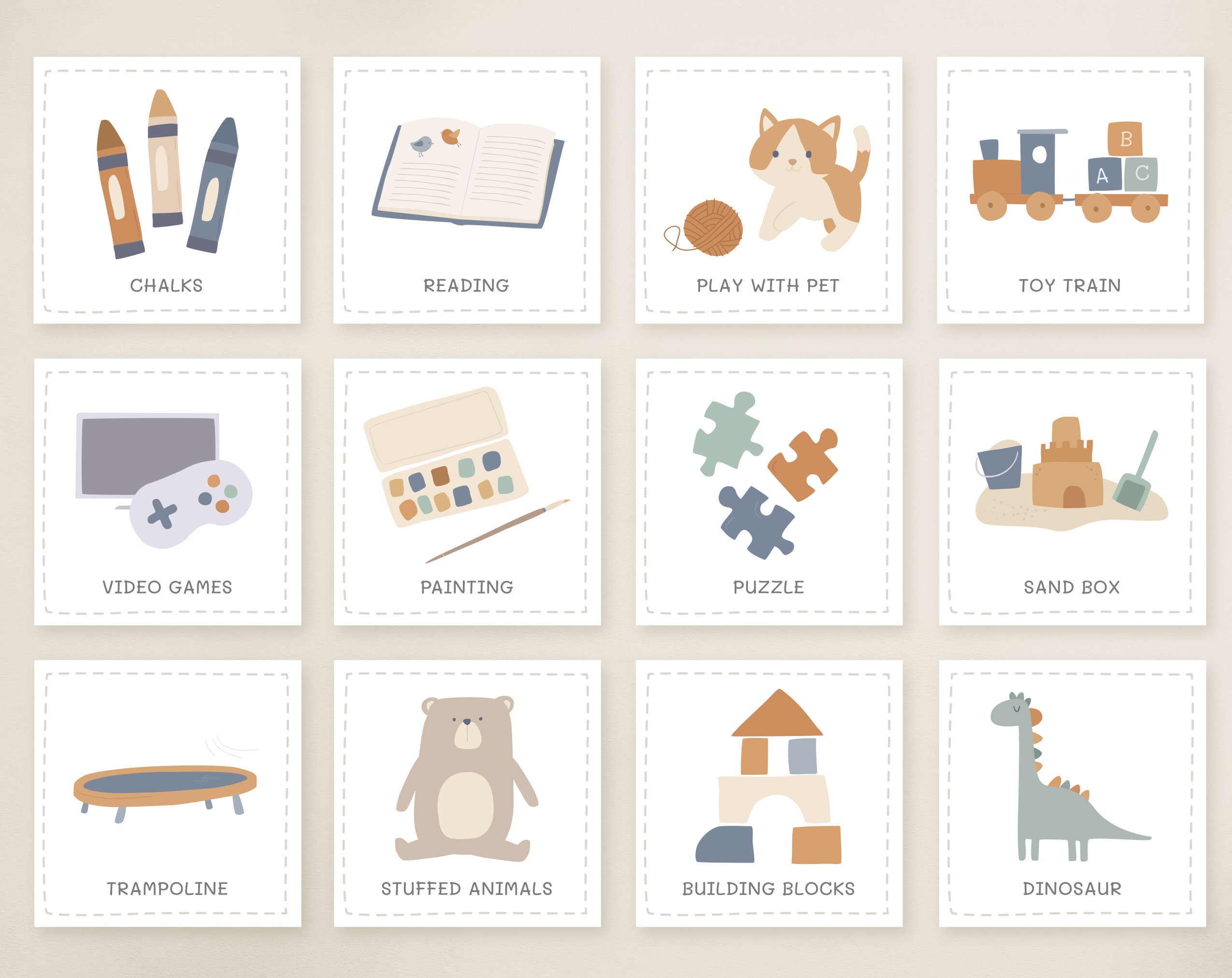 75 Play Activity Flashcards / Printable Routine Cards for Kids / Games ...