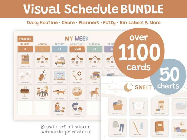 Visual Schedule Bundle, Daily Routine Charts & Cards (printable) - Etsy