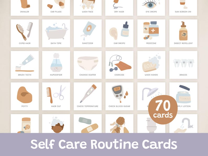 Self Care Visual Schedule Cards, Editable Hygiene Routine Flash Cards ...