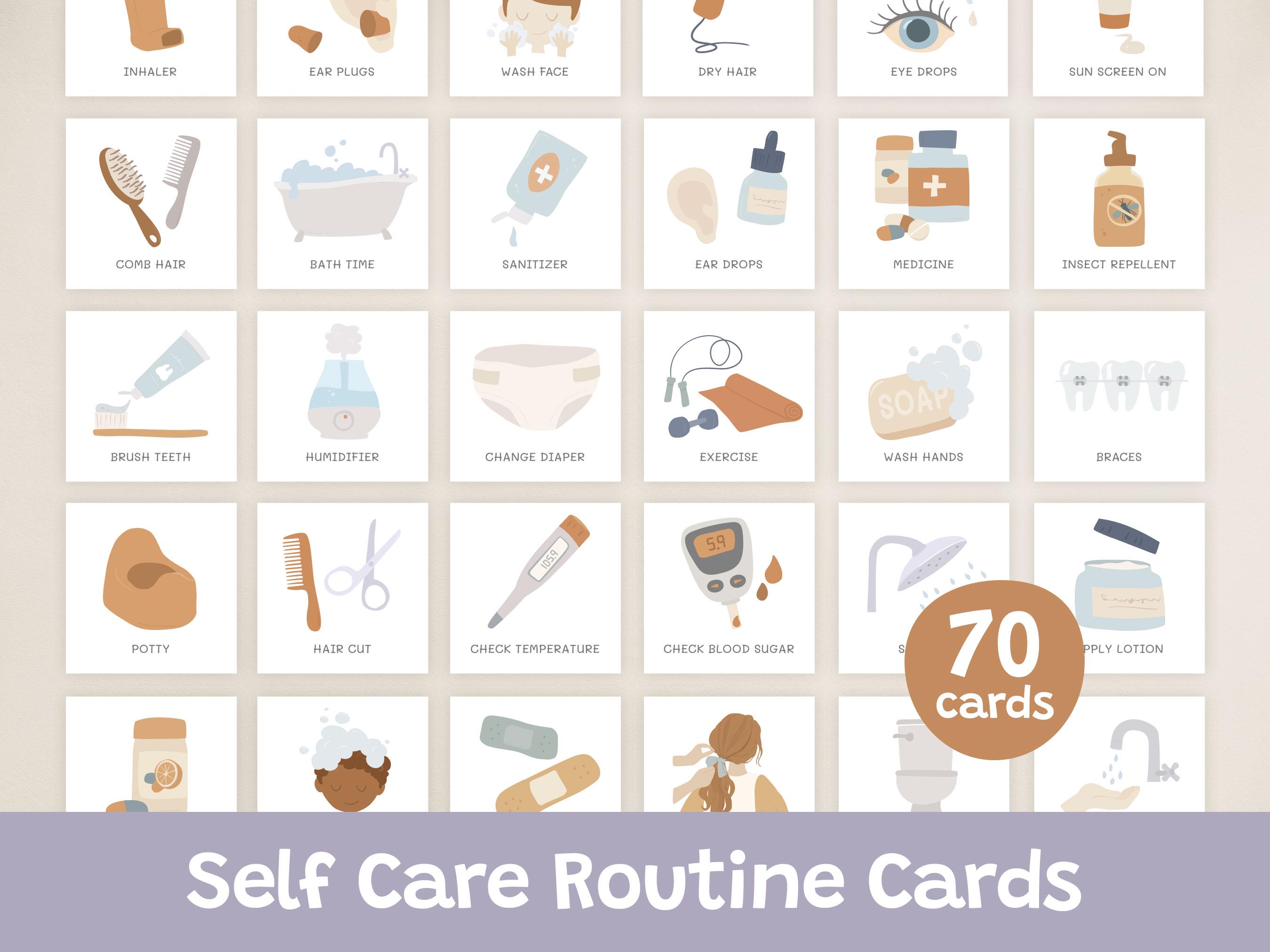 Self Care Visual Schedule Cards, Editable Hygiene Routine Flash Cards ...