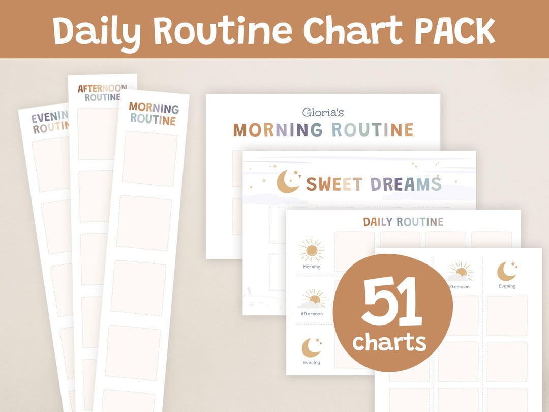 Daily Routine Charts Pack for Kids, Morning Afternoon Evening Schedule ...