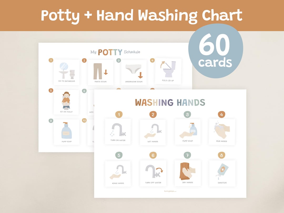 Potty Training & Hand Washing Chart Bundle, Daily Routine Cards ...
