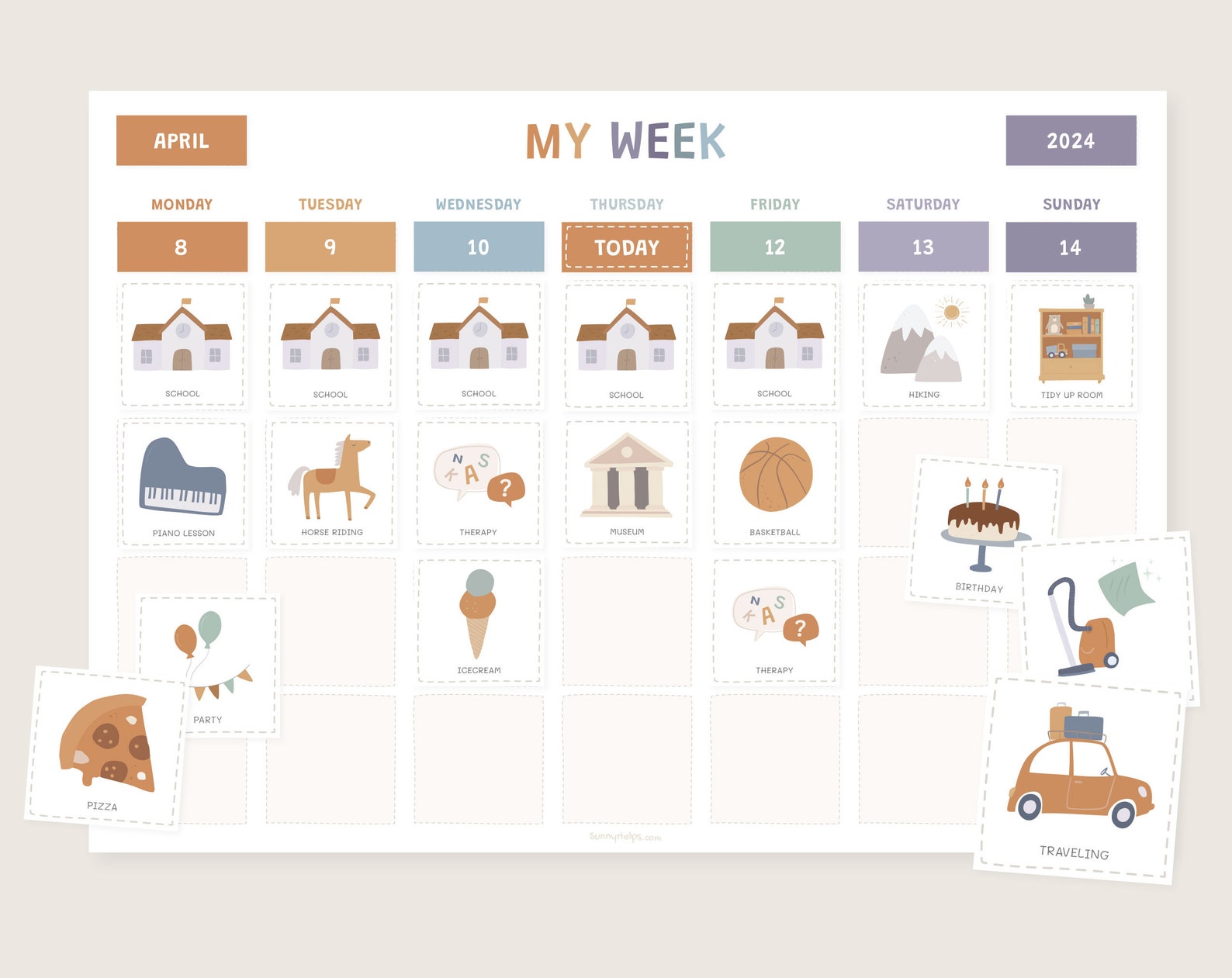 Weekly Planner Kids Editable Daily Responsibilities Toddlers Calendar ...