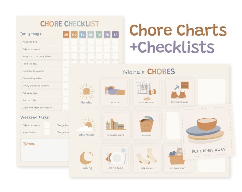 Chore Chart and Checklist for Kids, Editable Printable Charts, Chores ...
