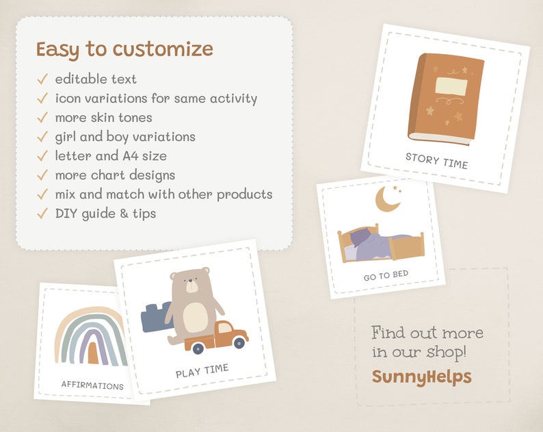 Editable Kids Visual Schedule: Daily Routine Chart (digital Download ...