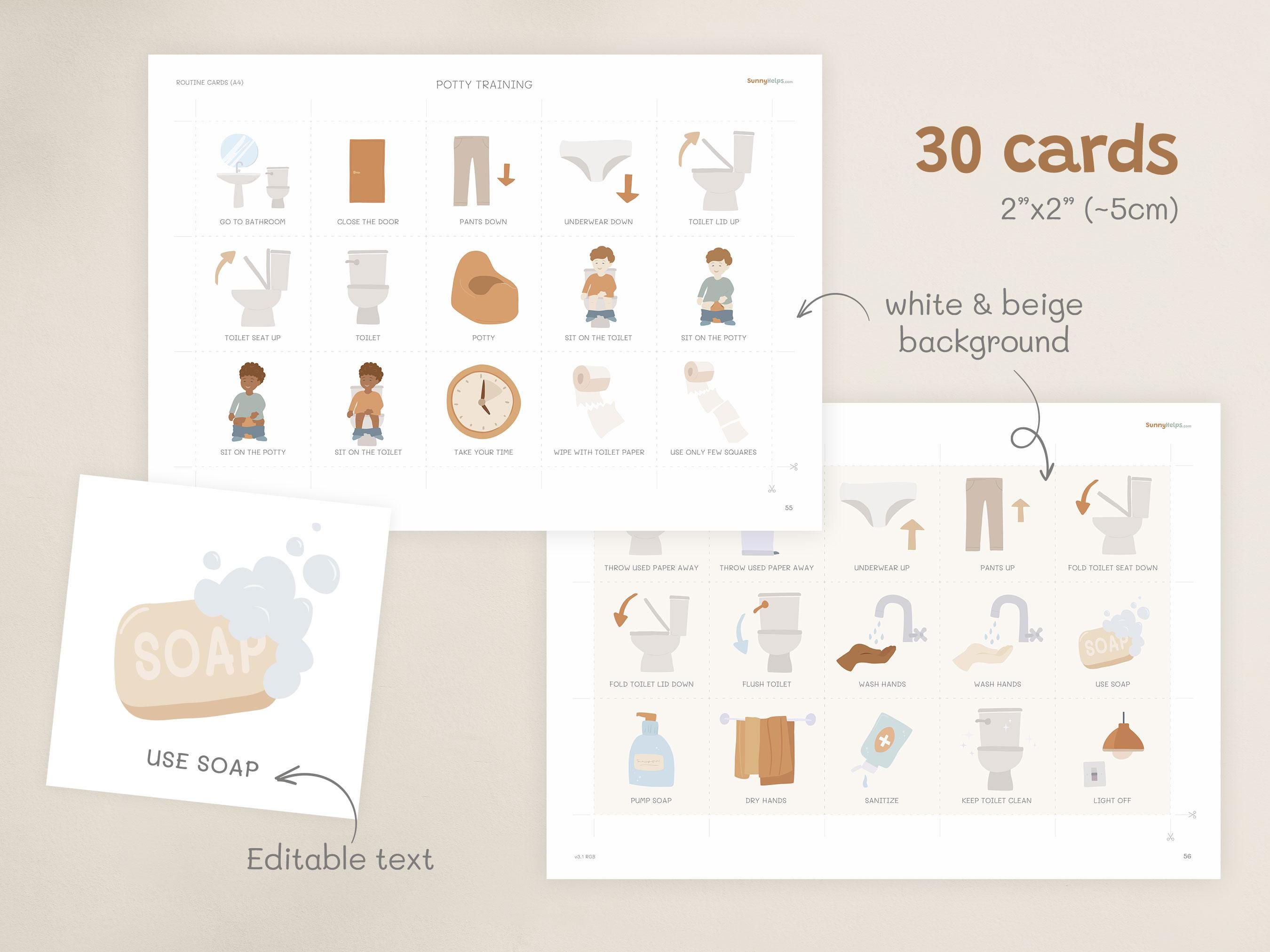 Potty Training Chart and Cards Kids Toilet Training Printable Step by ...